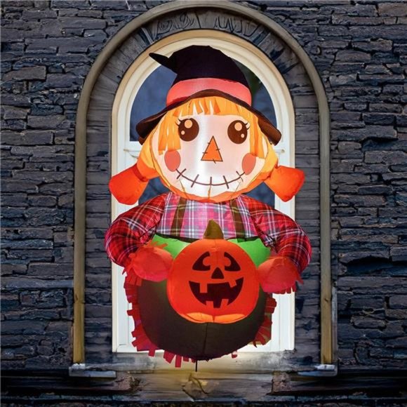 Holiday | 35 Ft Scarecrow Inflatable Light Up Inflatable With Buildin ...